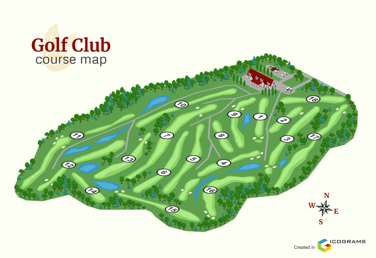 Golf Club Course Map Icograms Template Golf Club Course Map Icograms Template